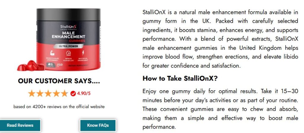 StalliOn X Gummies United Kingdom [CUSTOMER REPORTS 2025] Ingredients ...